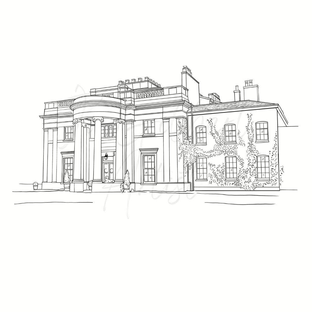 Sibton Park Estate Illustration: Suffolk Wedding Venue Sketch (digital ...