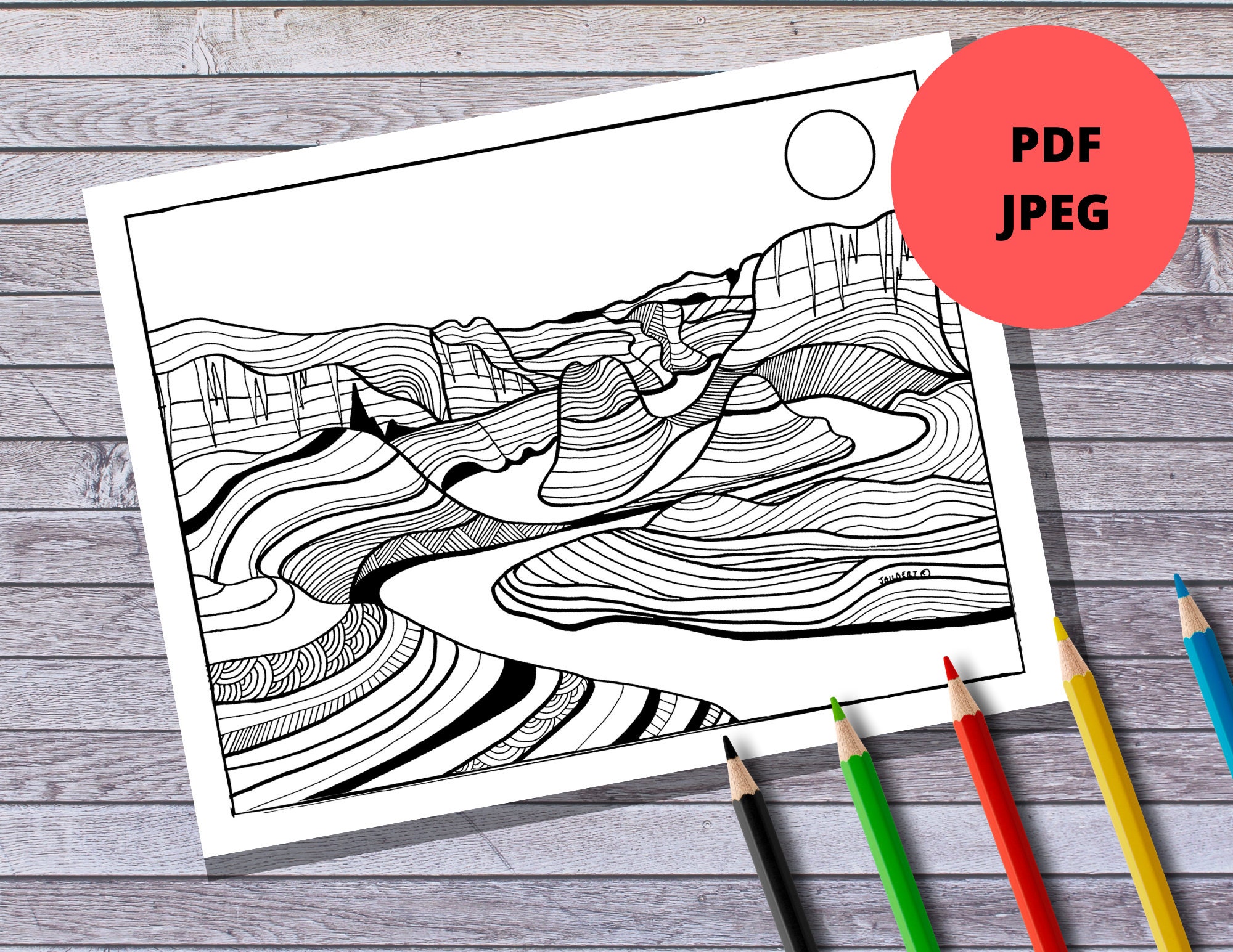 Printable Coloring Pages 5 Utah Landscapes PDF JPEG | Etsy