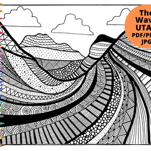 Utah the Wave | PDF, PNG, JPEG Digital Download | Adult Coloring Page ...
