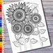 Printable Coloring Page Sunflower Floral Spring Coloring - Etsy