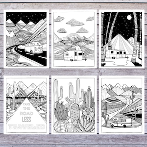 Travel and Adventure Coloring Pages 18 Page PDF Bundle Instant ...