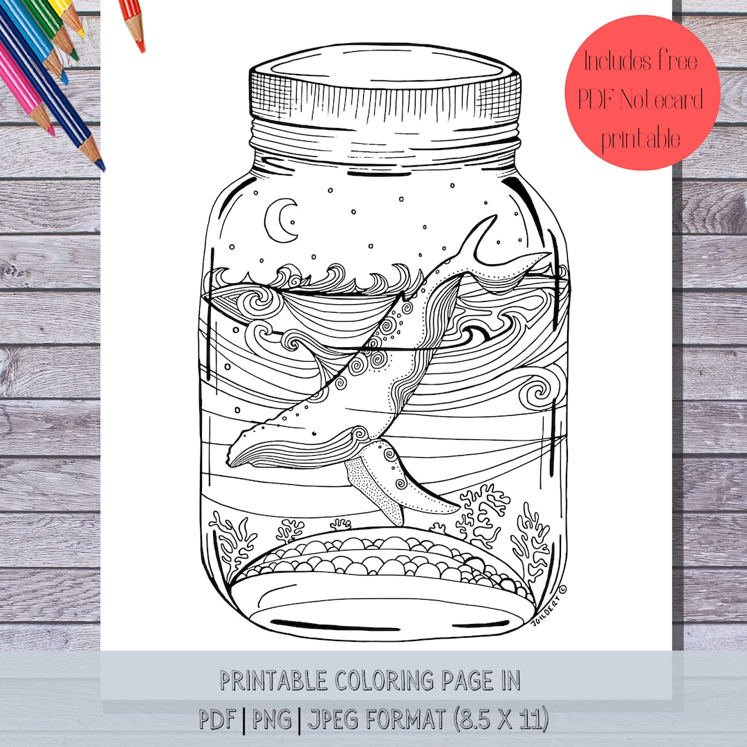 Coloring Page Printable + Free Note Card, Instant Digital PDF Download ...