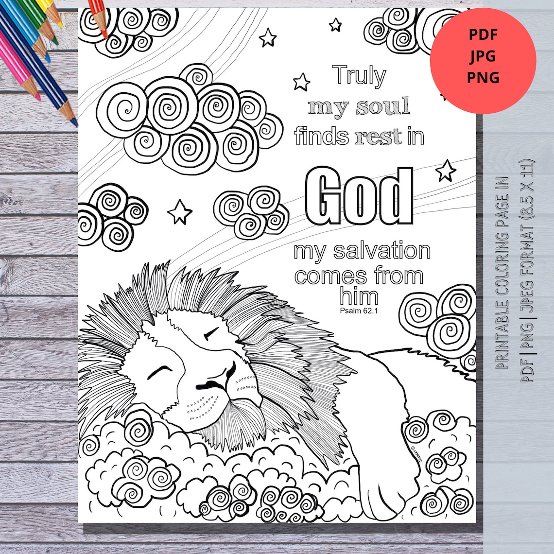 Psalm 62 Coloring Page: Hand Drawn Bible Verse (digital Download) - Etsy