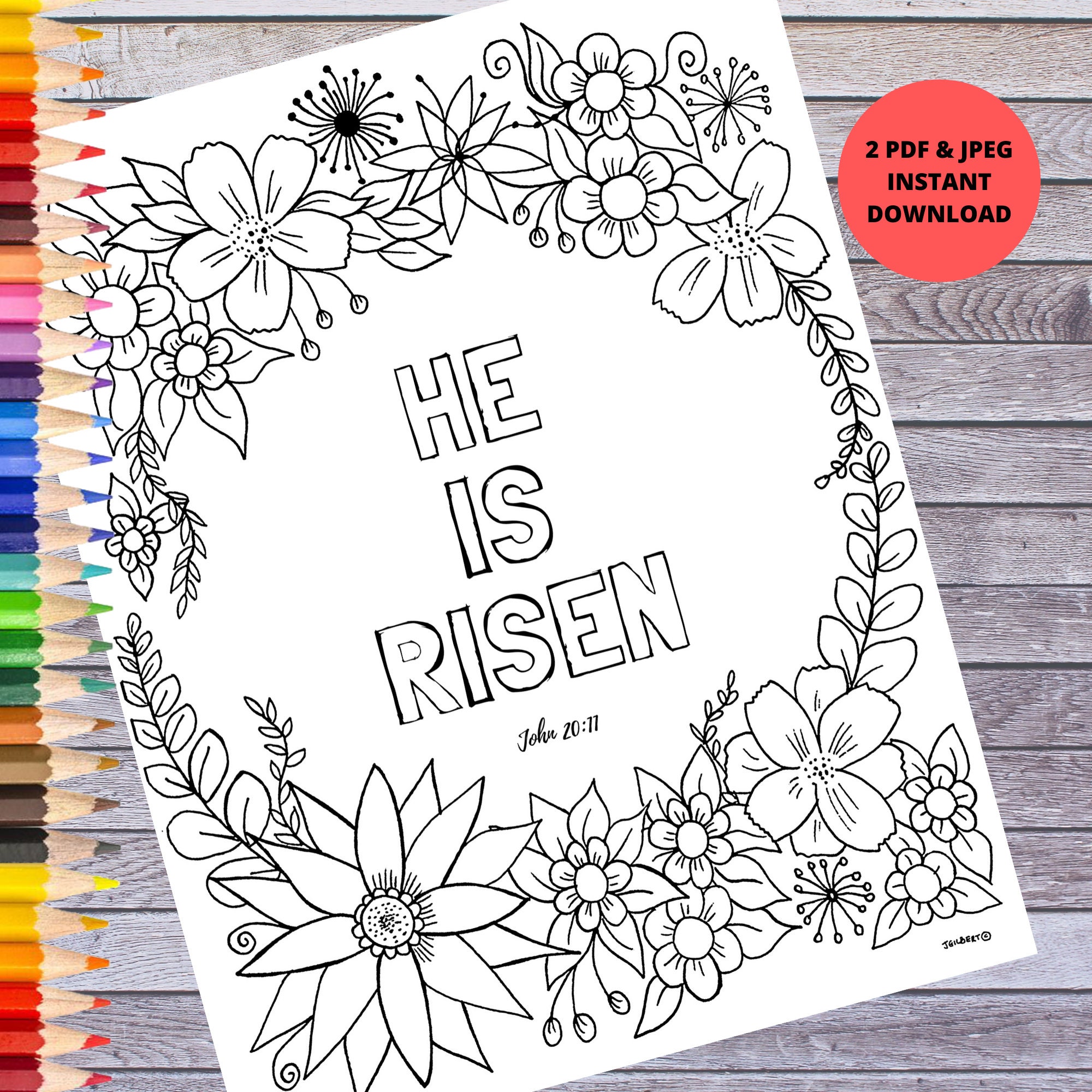 Easter Coloring Pages | He is Risen | Instant Download PDF & JPEG - Etsy