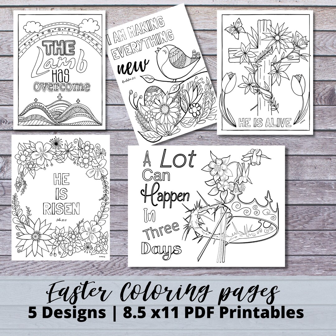 Easter Coloring Pages | 5 Different Designs | Instant Download PDF ...