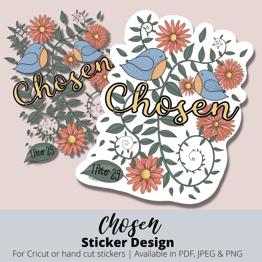 Chosen Sticker Design: Bird & Flowers Clipart (digital Download) - Etsy