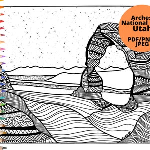 Printable Coloring Pages, 5 Utah Landscapes, PDF + JPEG Download ...
