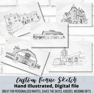 Custom Venue Sketch, Wedding Venue Illustration, Hand Drawn, Line ...