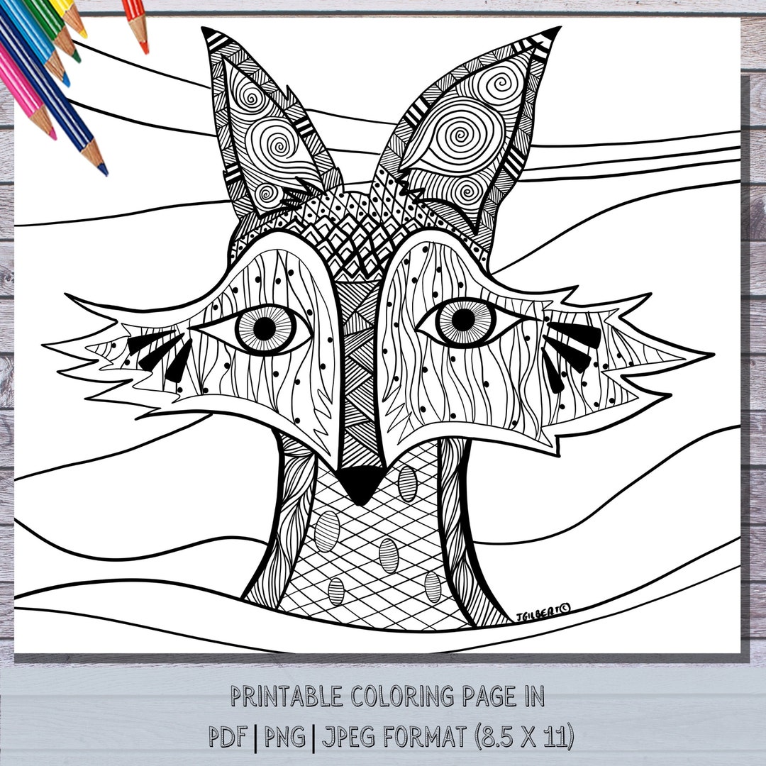 Página para colorear Fox / PDF PNG JPEG Descarga instantánea / Imprimir ...