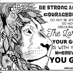 Bible Verse Coloring Page, PDF Download, Be Strong, Courage, Joshua ...