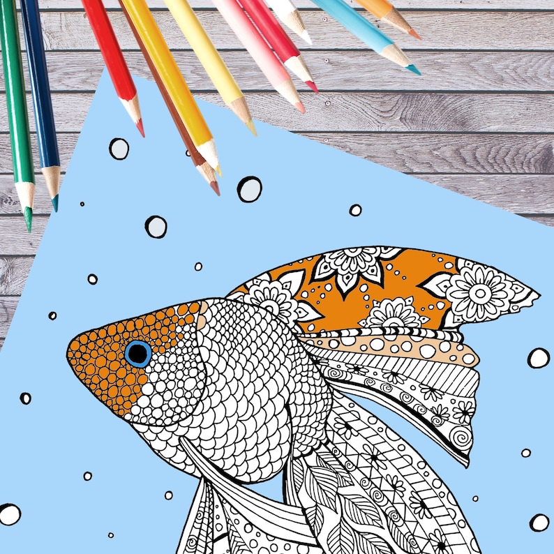 Printable Fish Coloring Page Instant Digital PDF Download - Etsy