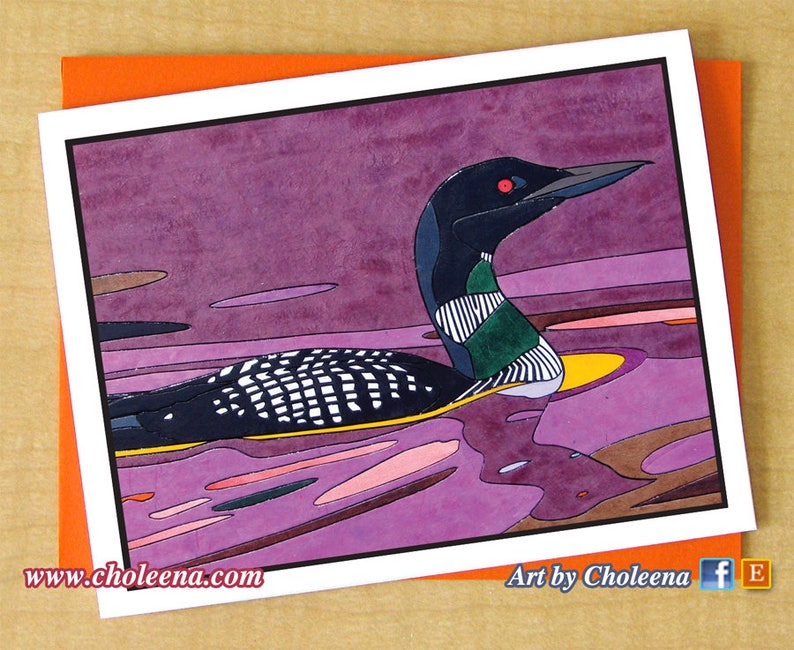 Loon Mosaic Card Greeting Card Small Rectangular Card Any - Etsy