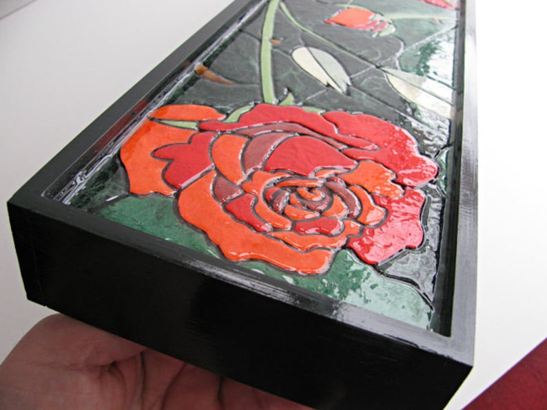 Rose- Paper Tile Mosaic- Mini- Original Art- Unique Art- Flower Art ...