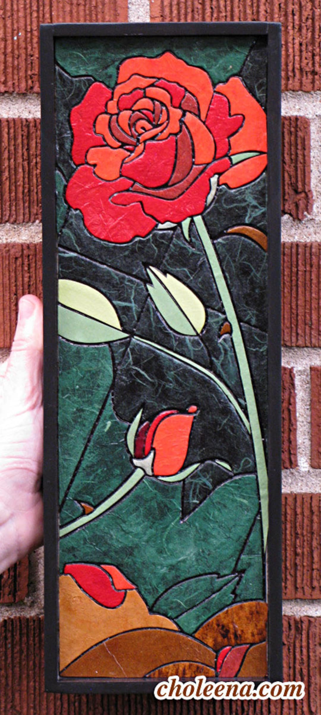 Rose- Paper Tile Mosaic- Mini- Original Art- Unique Art- Flower Art ...