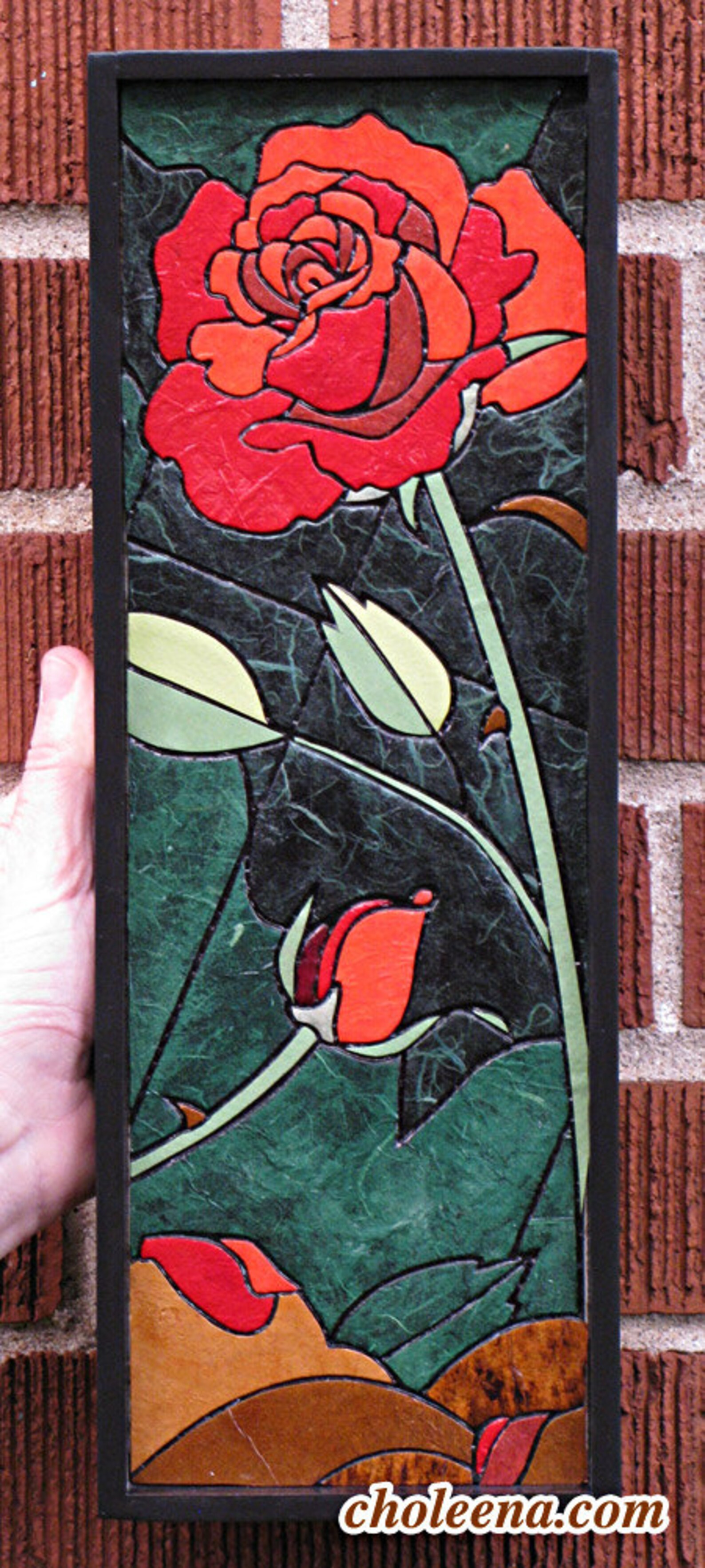 Rose- Paper Tile Mosaic- Mini- Original Art- Unique Art- Flower Art ...