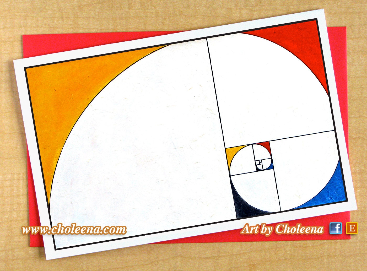 Fibonacci Spiral- Greeting Card- Large Card- Any Occasion- Blank Card ...