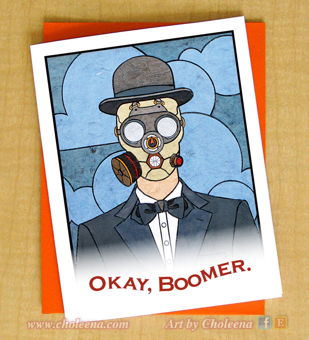 Okay Boomer Man in Gas Mask- Greeting Card- Small- Any Occasion- Man in ...