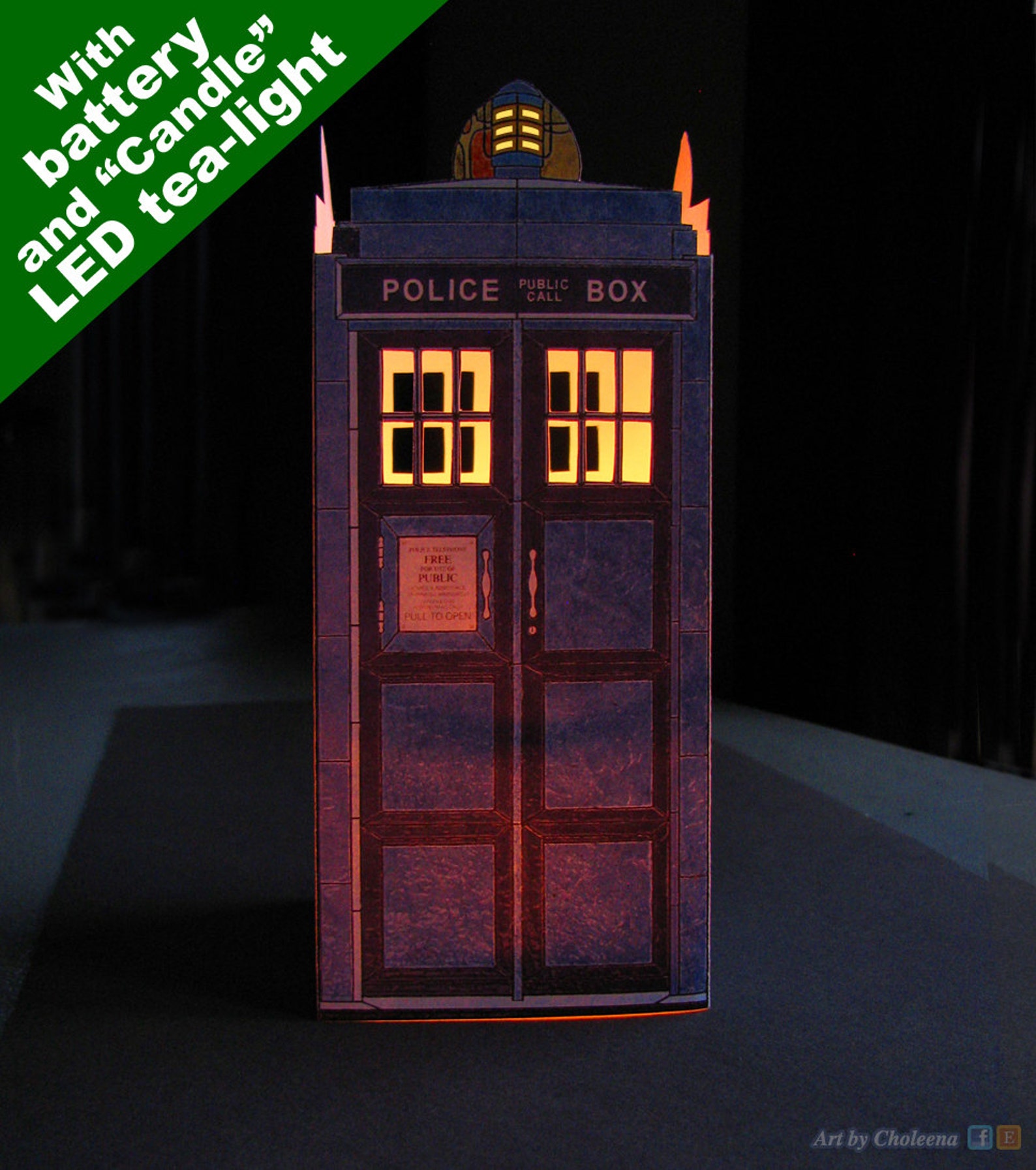 WREATH Tardis Cover and LED Flickering Tea-light candle Doctor Who ...