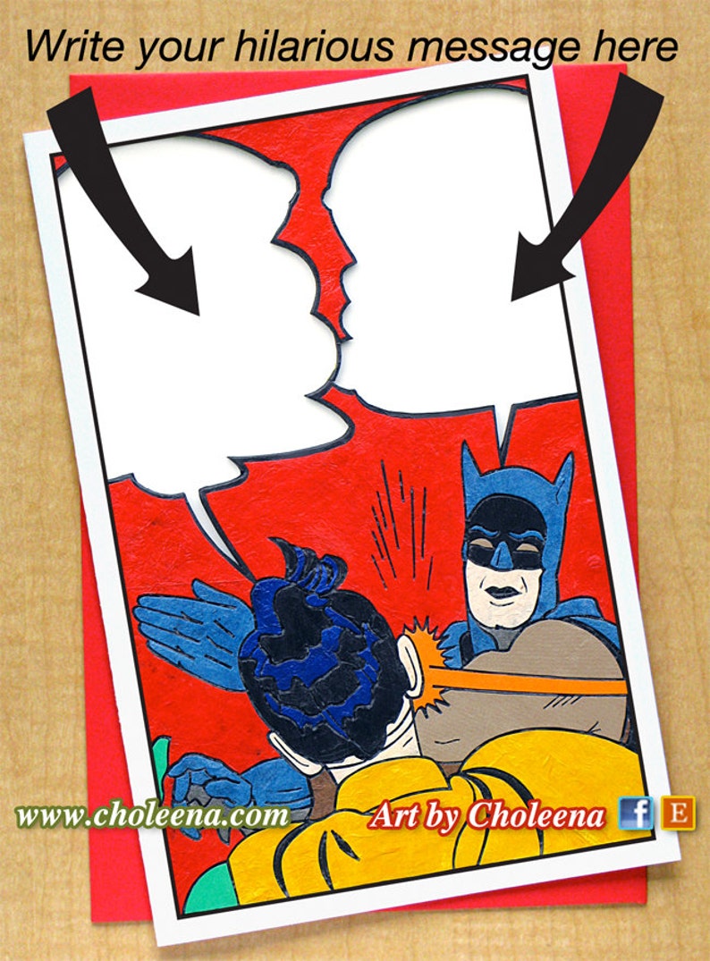 Batman Slap Meme Greeting Card Large Card Any Occasion Blank Card ...