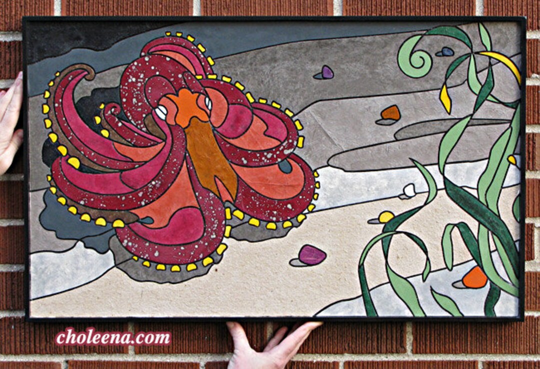 Octopus- Paper Tile Mosaic- Medium- Original Art- Unique Process- Tile ...