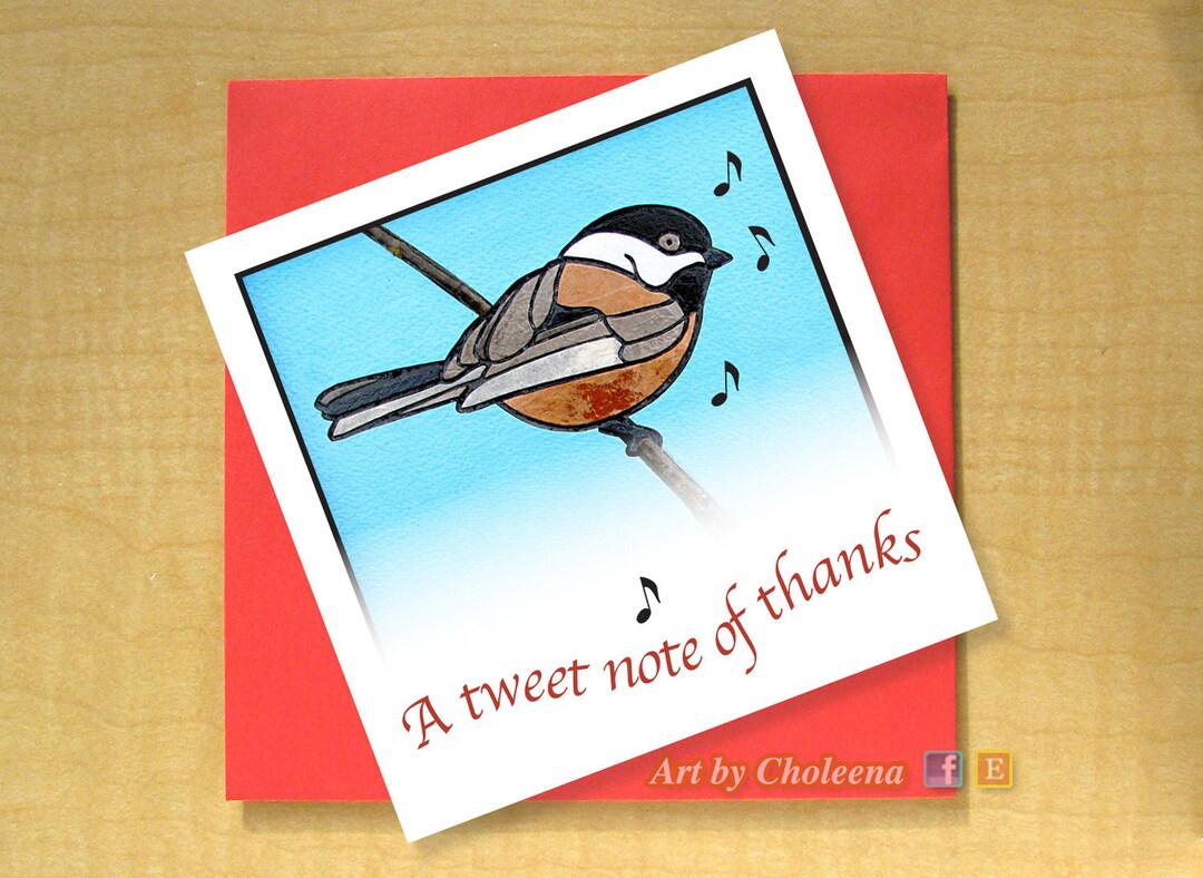A Tweet Note of Thanks Chickadee Card- Greeting Card- Small- Blank Card ...