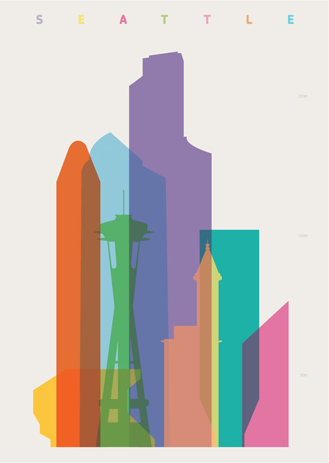 Shapes of Seattle Art Print - Etsy