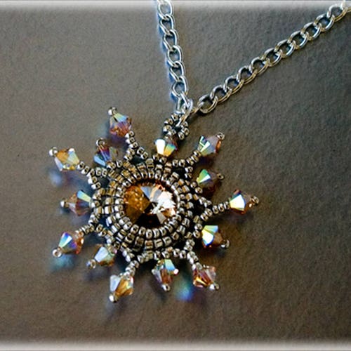 Beading Tutorial Sun Beaded Pendant With a Rivoli - Etsy