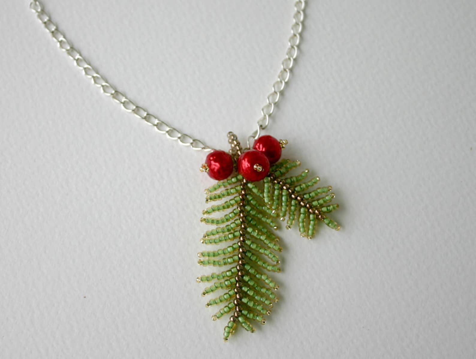 Christmaspinebranch Pendant Beading TUTORIAL - Etsy