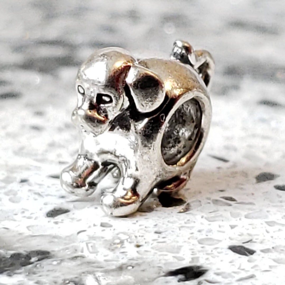 Silver Dog Charm Bead, Sterling Silver Charms, European Bracelet Beads ...