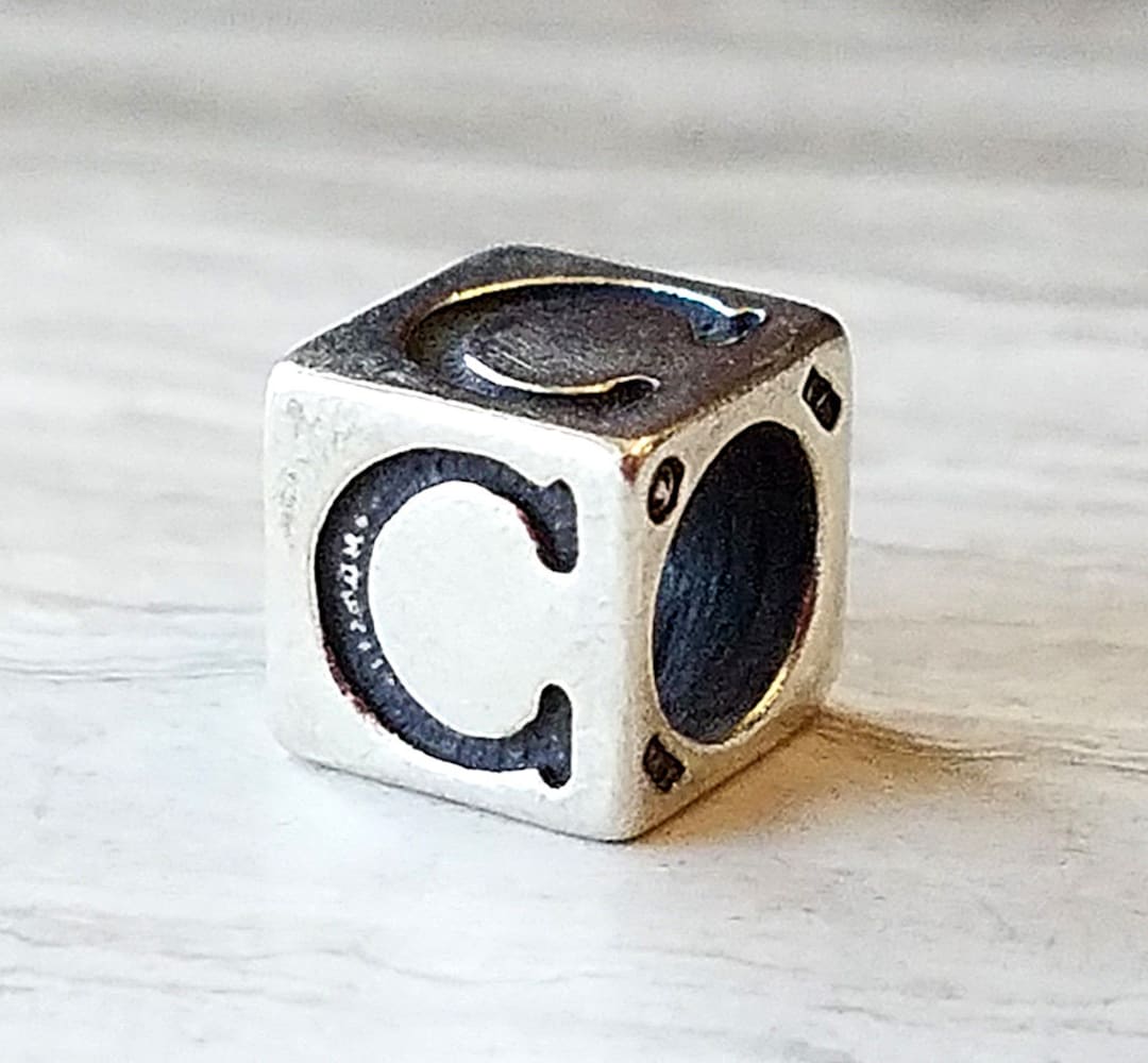Sterling Silver Letter Alphabet Charm Cube Box Block Dice Bead Charm ...