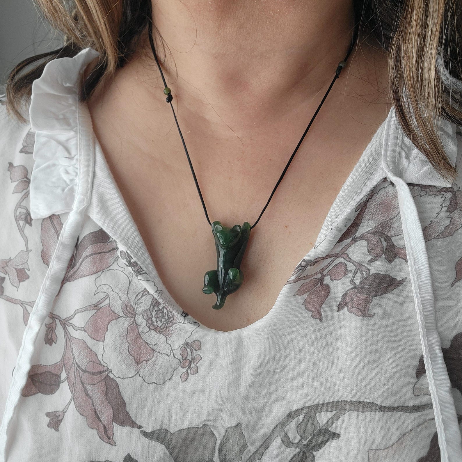 Jade Cat Necklace, 3-D Jade Cat Pendant, Nephrite Green Jade Cat, Hand ...