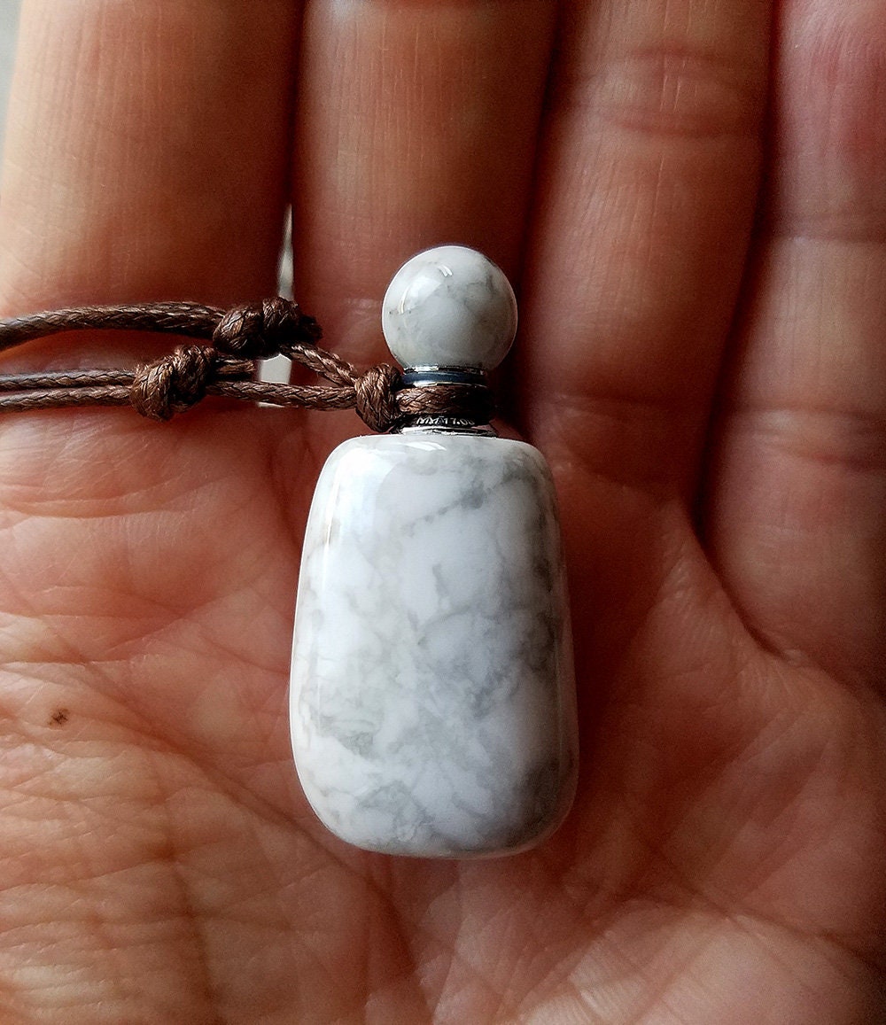 Essential Oil Diffuser Bottle Necklace Howlite Necklace | Etsy