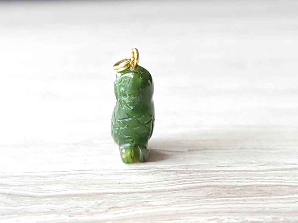 Jade Owl Pendant Owl Charms Owl Necklace Good Luck Charm | Etsy