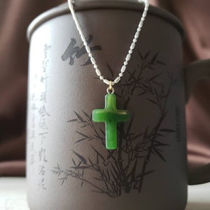 Genuine Jade Cross Pendant Necklace, Jade Necklace, Cross Necklace ...