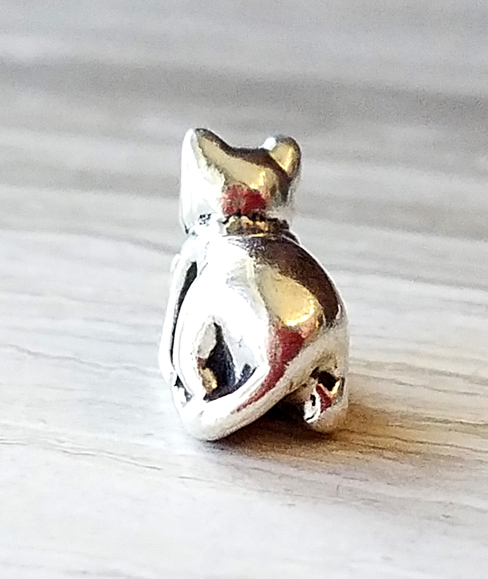 Sterling Silver Cat Charm Spacer Bead Silver Cat Charm - Etsy