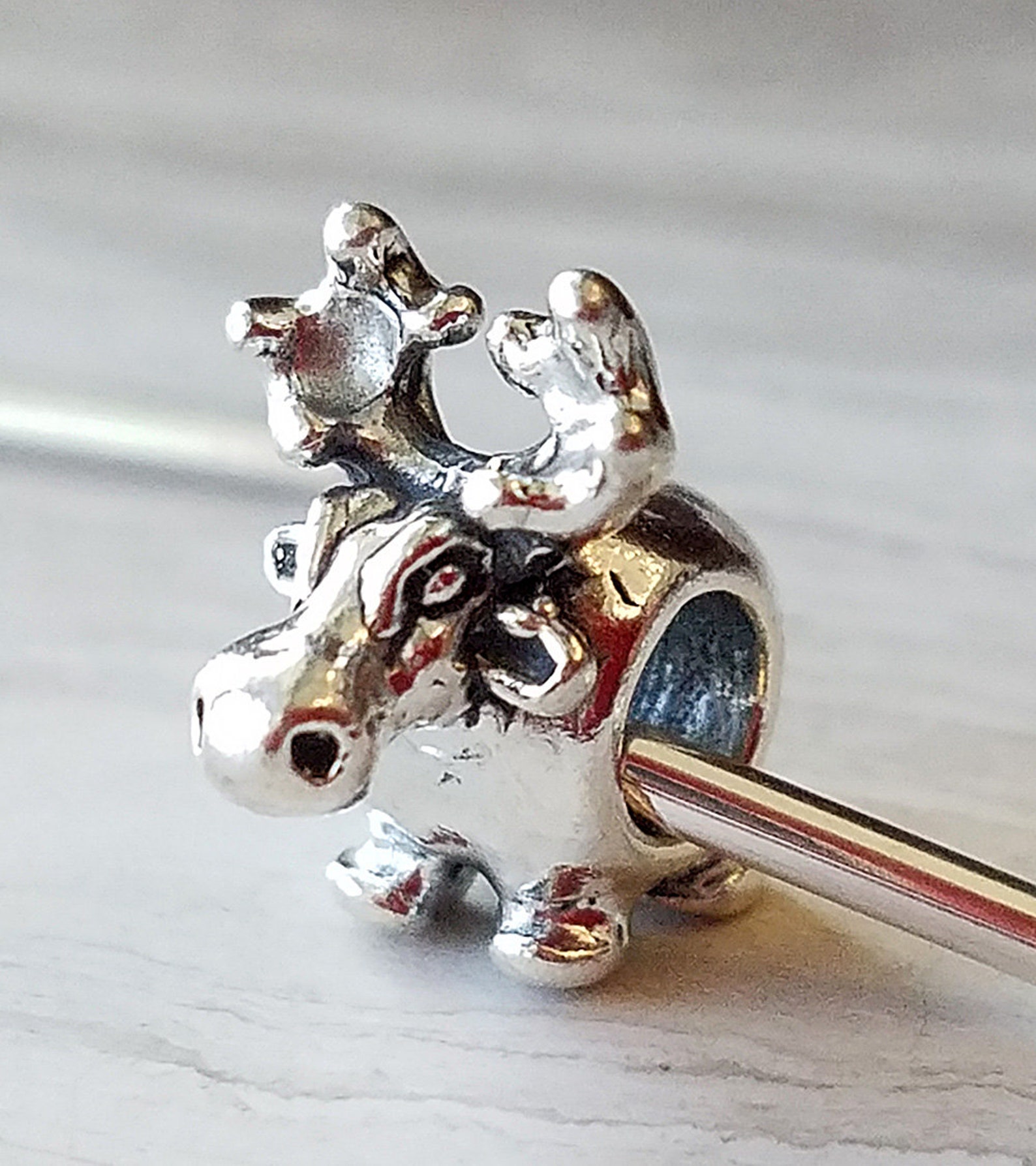 Sterling Silver Moose Charm Spacer Bead Pandora Essence - Etsy
