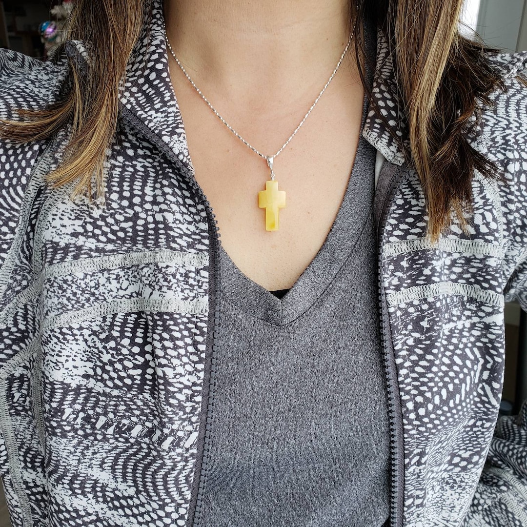 Baltic Amber Cross Pendants With Sterling Silver Bails, Amber Christian ...