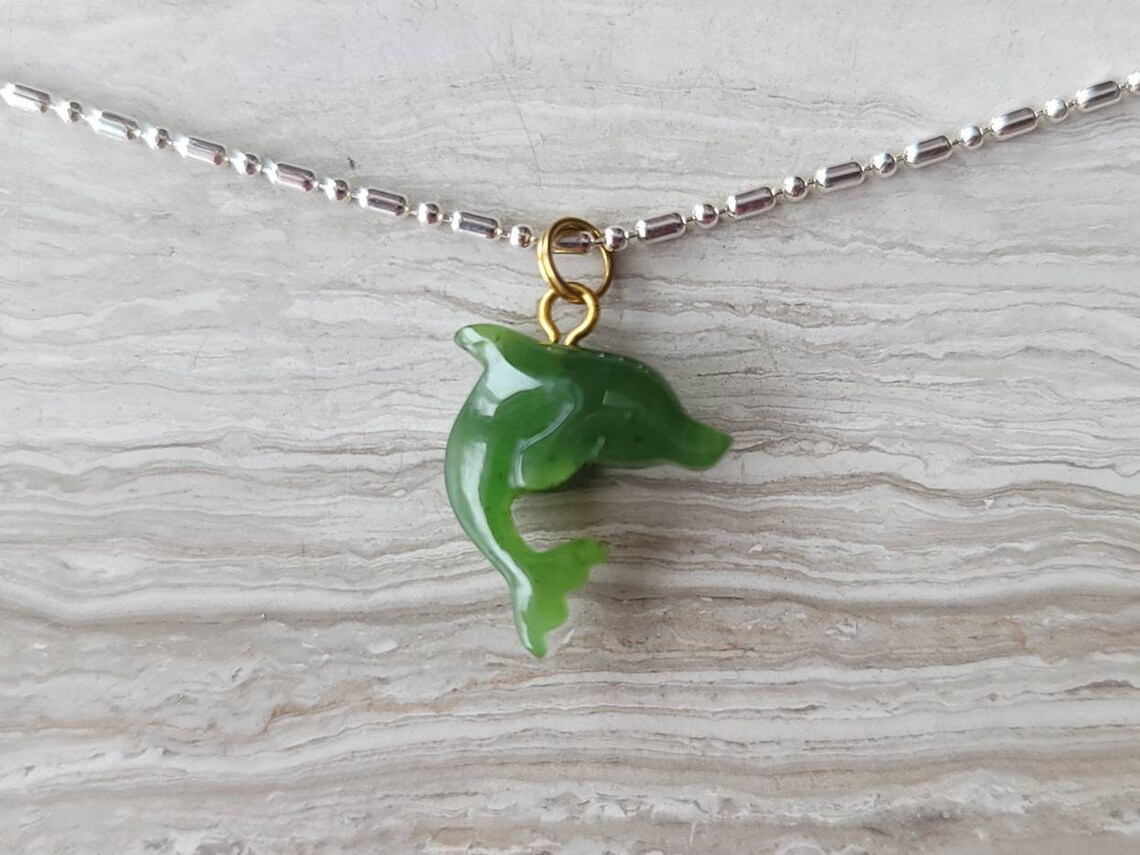 Jade Dolphin Charm Pendant Whale Charm Porpoise Necklace - Etsy