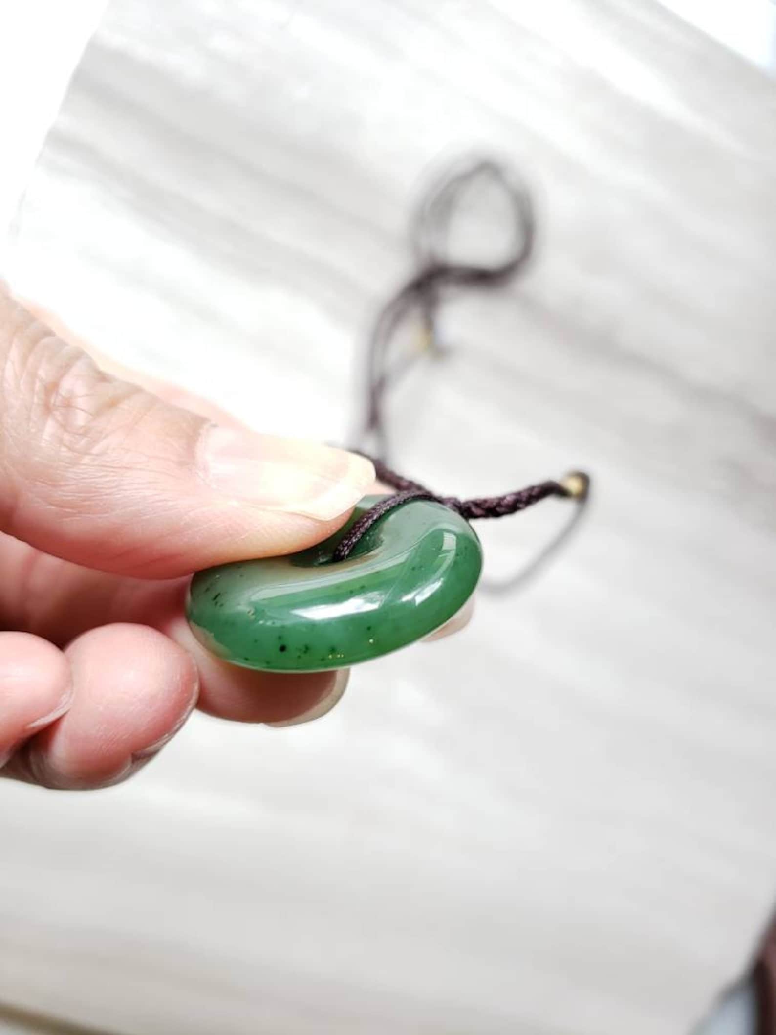 Genuine Jade Donut Pendant Necklace Nephrite Jade Pi - Etsy