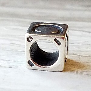 Sterling Silver Letter Alphabet Charm Cube Box Block Dice Bead Charm ...