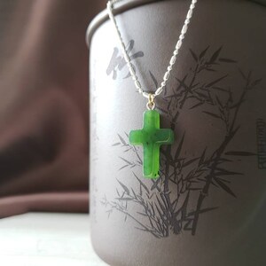 Genuine Jade Cross Pendant Necklace, Jade Necklace, Cross Necklace ...