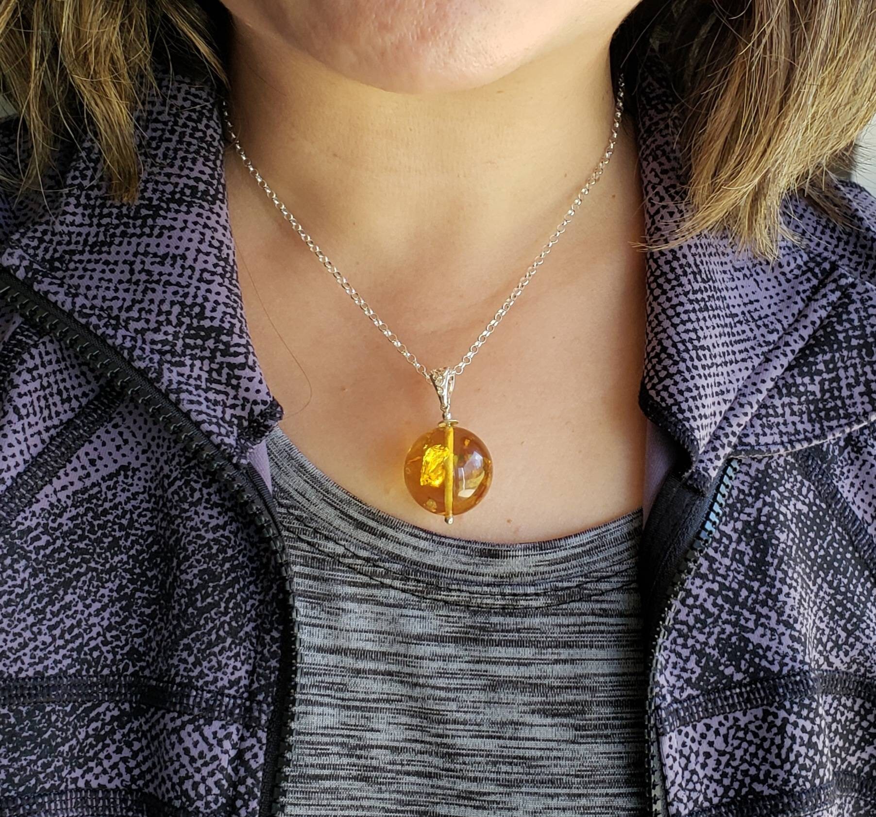 Baltic Amber Pendant Amber Ball Pendant Light Honey Color | Etsy
