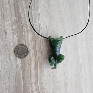 Jade Cat Necklace, 3-D Jade Cat Pendant, Nephrite Green Jade Cat, Hand ...