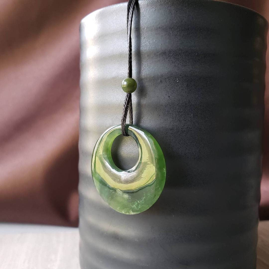 Genuine Jade Circle of Life Necklace, Jade Pi Necklace, Jade Pi Pendant ...