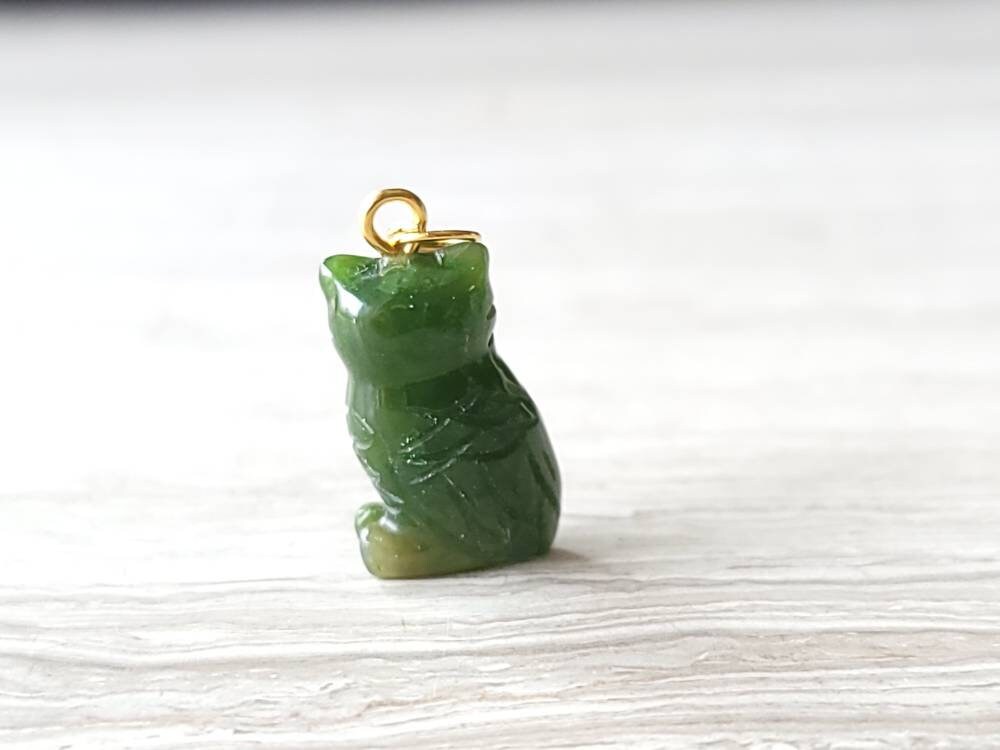Jade Owl Pendant Owl Charms Owl Necklace Good Luck Charm | Etsy