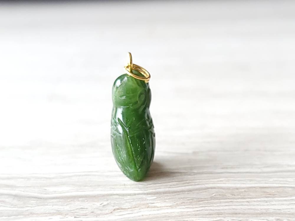 Jade Owl Pendant Owl Charms Owl Necklace Good Luck Charm | Etsy