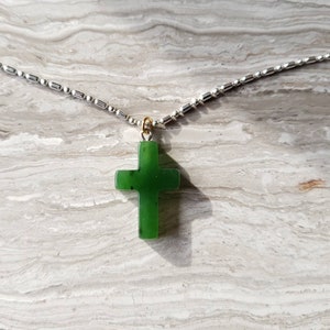 Genuine Jade Cross Pendant Necklace, Jade Necklace, Cross Necklace ...