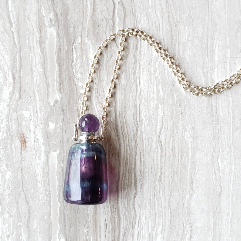 Purple and Green Fluorite Essential Oil Diffuser, Perfume Bottle ...