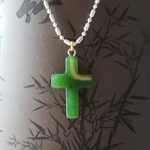 Genuine Jade Cross Pendant Necklace, Jade Necklace, Cross Necklace ...