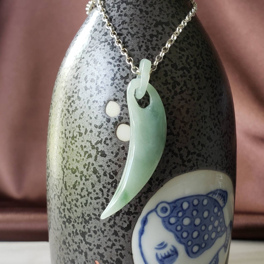 Burmese Jade Tusk Pendant, Jade Tooth Pendant, Jade Necklace, Fortune ...